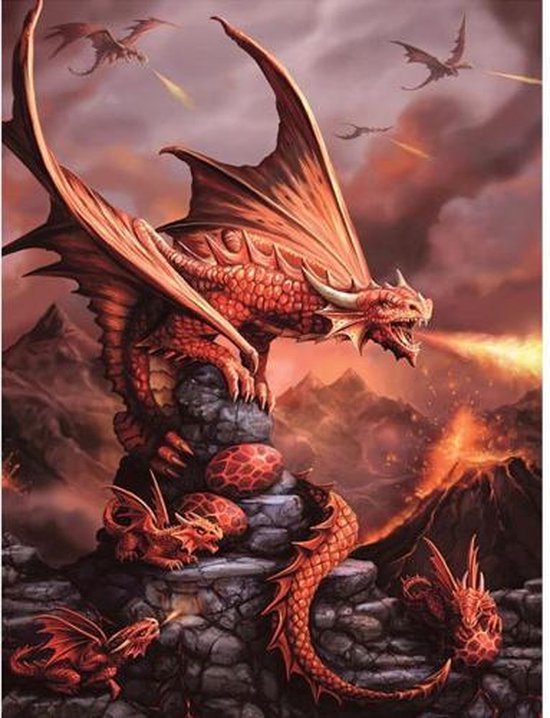 TOPMO- Rode Draak - 40 x 50 CM - Diamond painting pakket - HQ Diamond ...