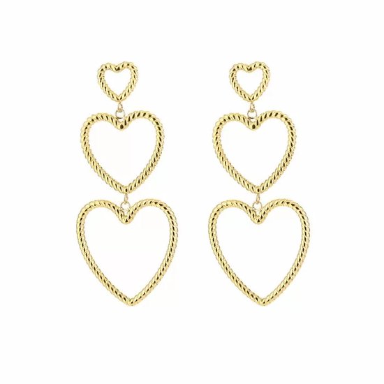 Bijoutheek Oorknoppen 3 Hartjes Open Bewerkt Gold | bol