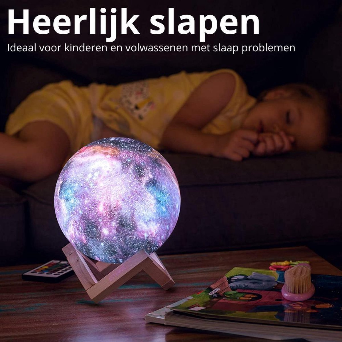 3D Galaxy Maan Lamp 2021 | 16 Dimbare LED Kleuren met Afstandsbediening ...