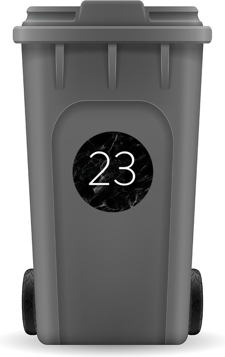 Container stickers Marble Black 3-delige set 20 centimeter - huisnummer ...