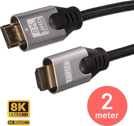 Triple J® 8k HDMI kabel 2.1 - 8K Ultra High Speed - HDMI naar HDMI - 2 ...