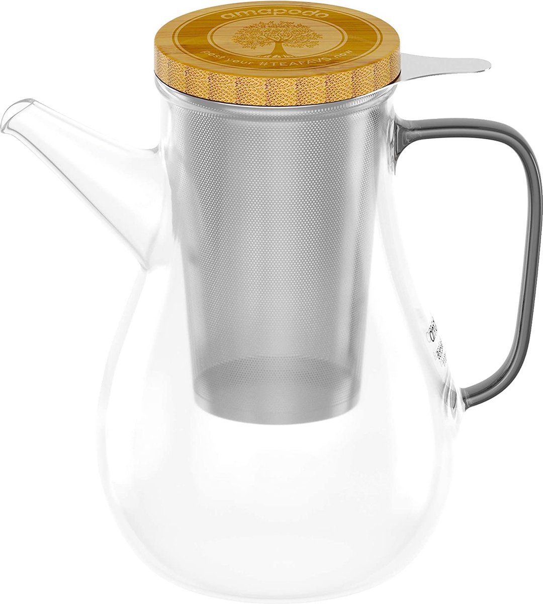 amapodo Theepot met zeef - glazen theepot - theepot 1,1 l - theepot met ...