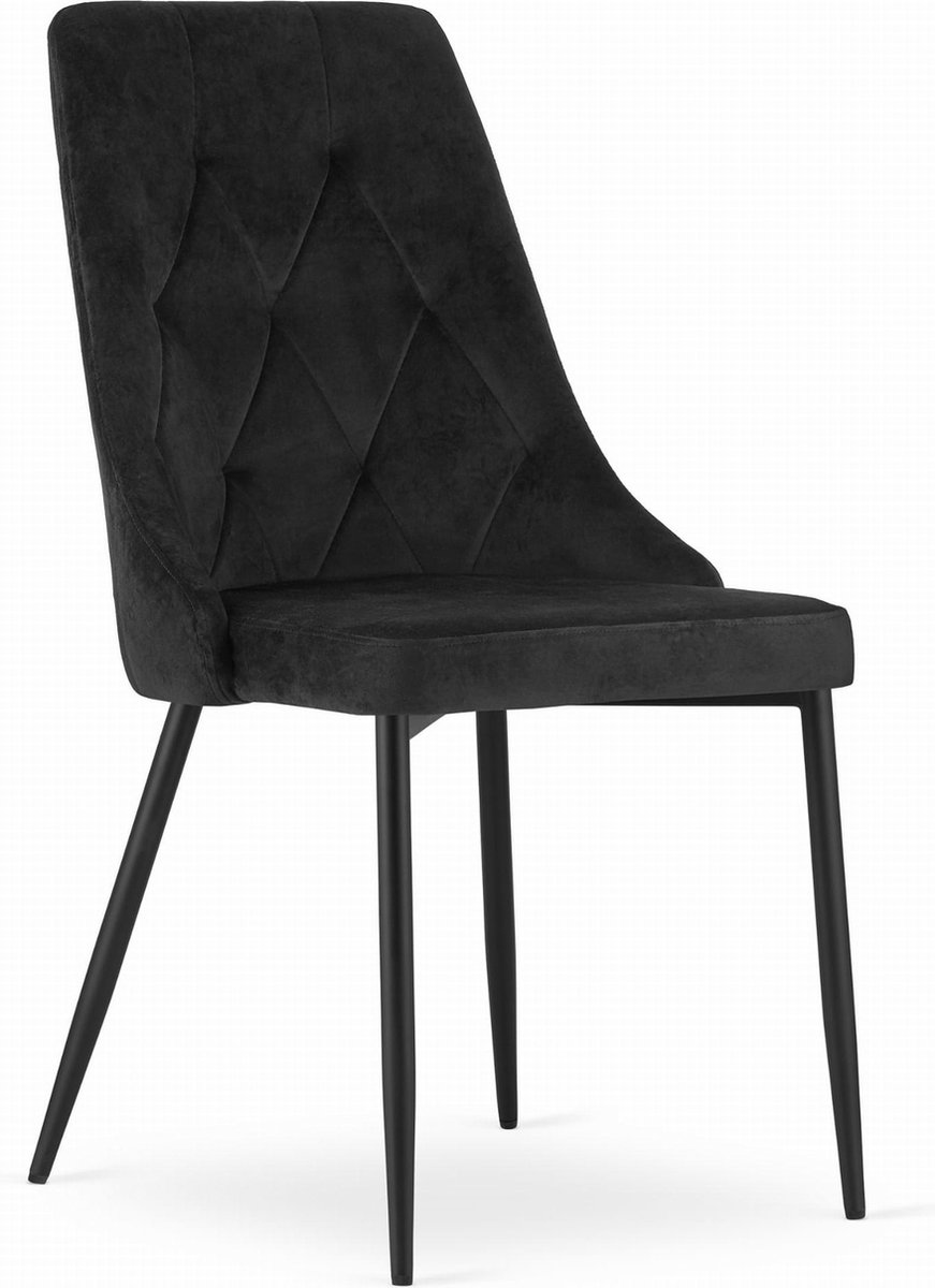 IMOLA - Velvet eetkamerstoel - set van 4 eettafel stoelen - zwart | bol