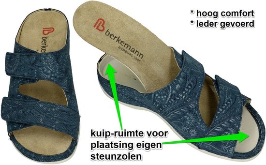 Berkemann -Dames - blauw - slippers & muiltjes - maat 40.5 | bol.com
