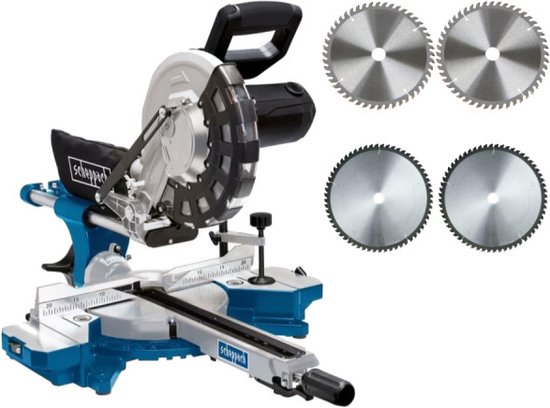 Set SCHEPPACH Radiale verstekzaag 255 mm 2000W - HM254 - 4 bladen 48-60 ...