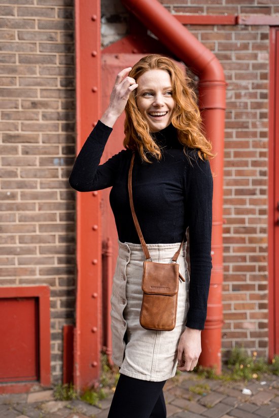 Hide & Stitches Paint Rock Telefoontasje - Leer - Crossbody Dames ...