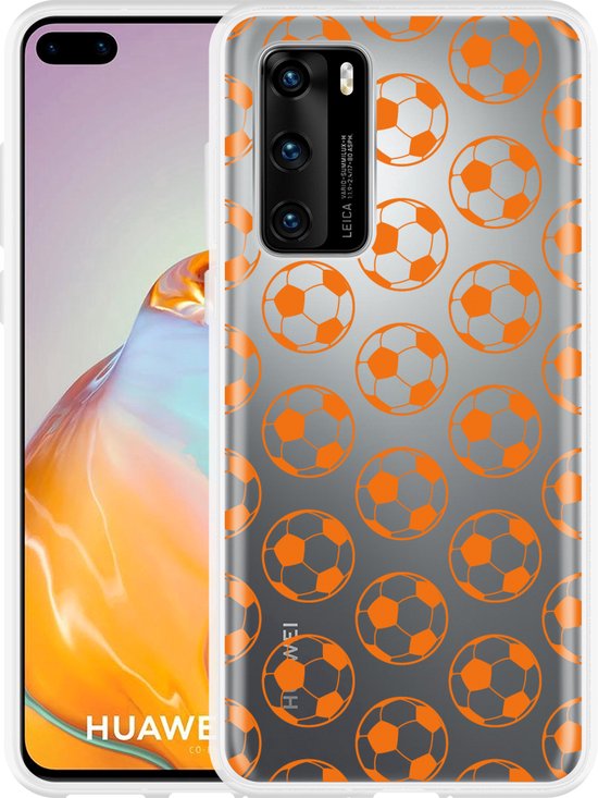 Hoesje geschikt voor Huawei P40 Orange Soccer Balls | bol