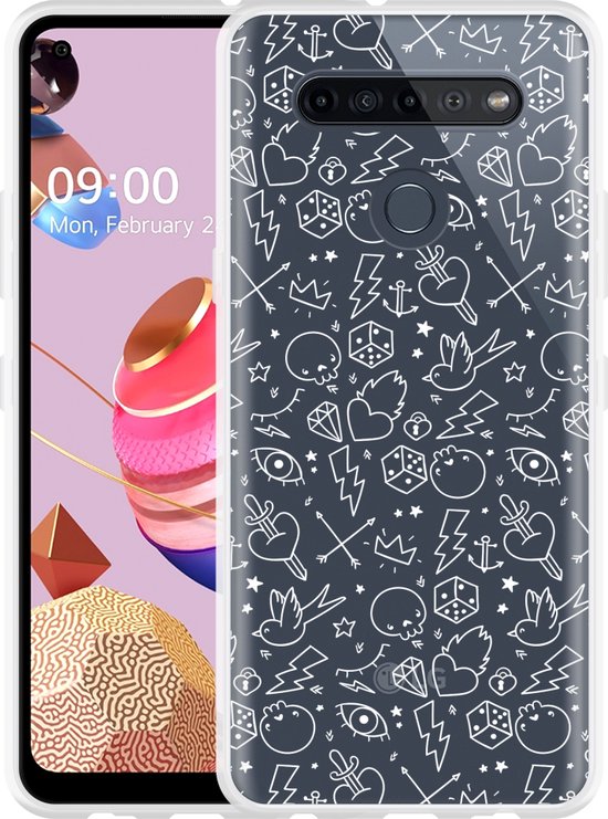 Hoesje geschikt voor LG K51S Tattoo wit | bol