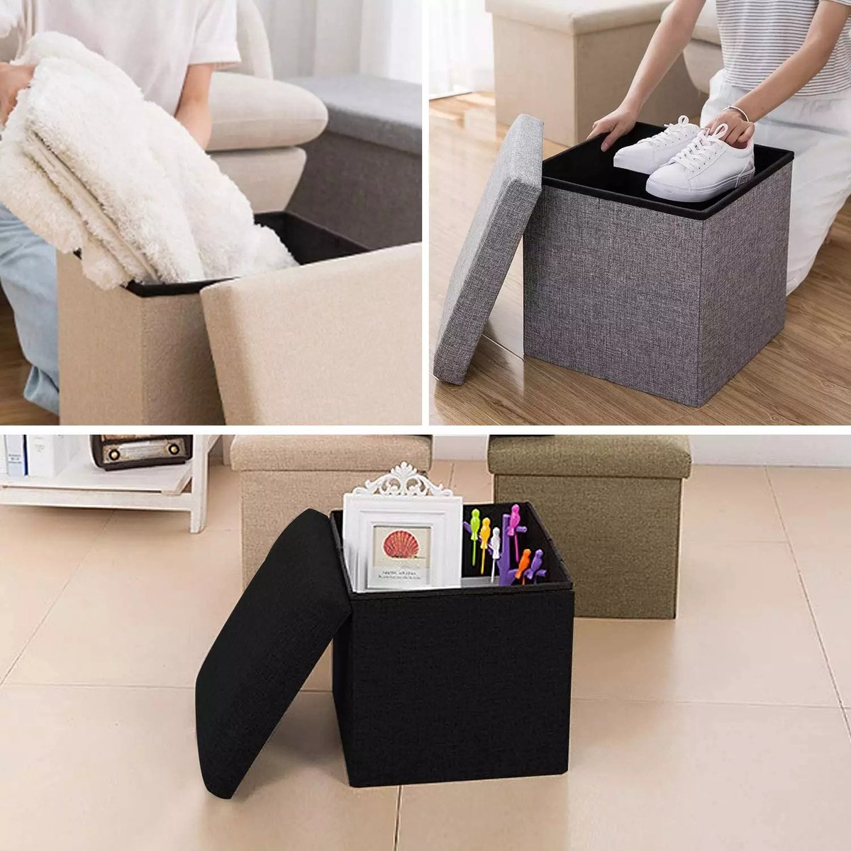 Opvouwbare Opberg Poef - Voetenbank Met Opbergruimte - Opbergbox Hocker ...