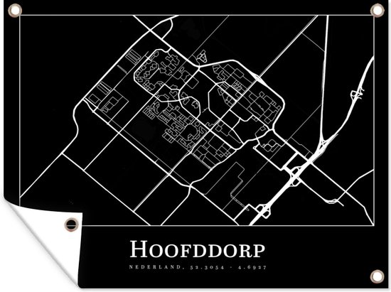 Tuinschilderij Plattegrond - Hoofddorp - Kaart - Stadskaart - 80x60 cm ...