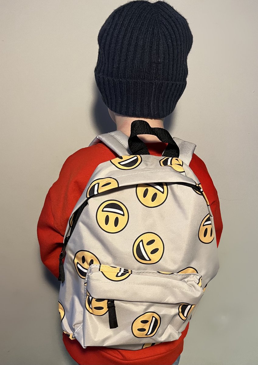 Smiley rugzak - emoticon - grijs - geel - kind - jongen - meisje ...