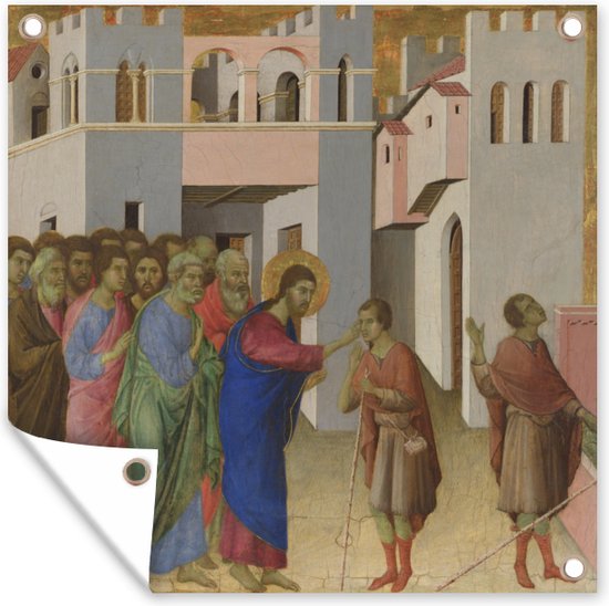 Tuin poster Jesus opens the eyes of a man born blind - Schilderij van ...