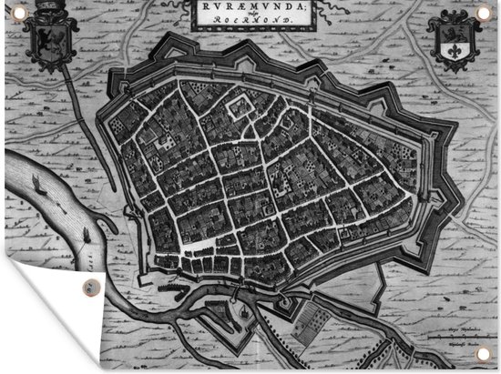 Muurdecoratie buiten Stadskaart - Roermond - Historisch - 160x120 cm ...