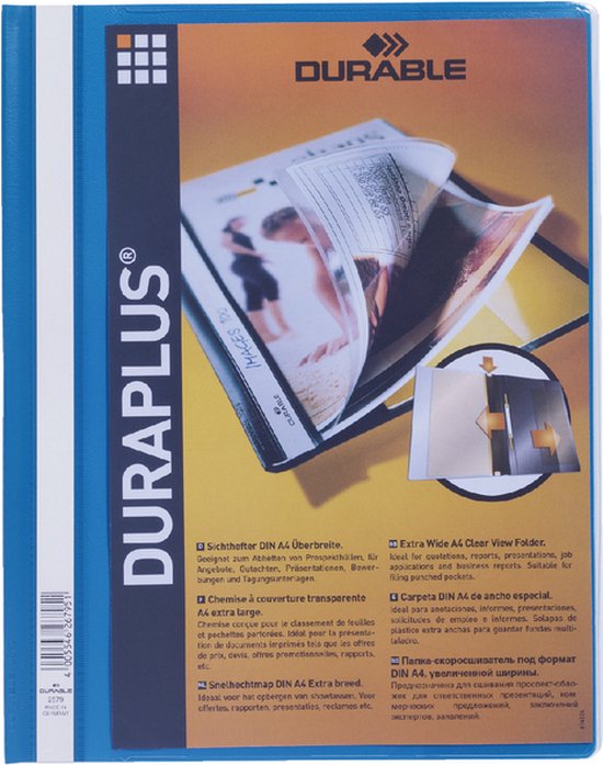 Snelhechtmap Durable Duraplus A4 blauw | 25 stuks | bol