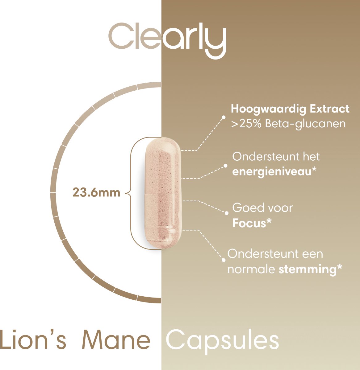 Clearly Lion’s Mane Extract | 500mg > 25% Beta-glucanen (Actieve Stof ...
