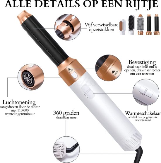 Airwrap Krultang 5 in 1 Multi Styler - Föhnborstel - Haardroger met ...