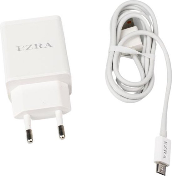 Ezra Quick charger 2 in 1 + cable HC16/ 2.4A Output White | bol