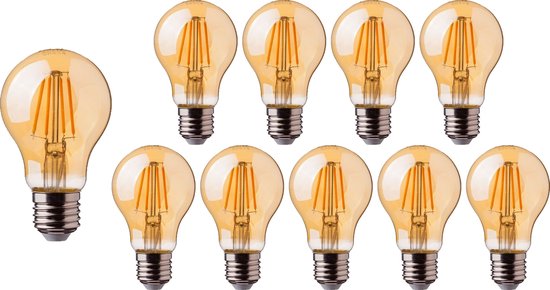 Tsong - LED Filament lamp dimbaar - E27 A60 - 5W vervangt 50W - 2200K extra warm wit licht | bol.com