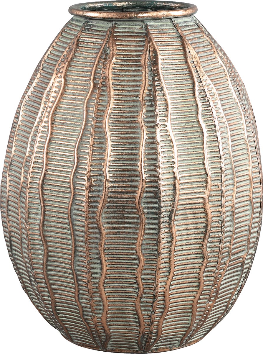 PTMD Ilona Vase rond en métal Cache-pot couleur bronze doré - hauteur ...