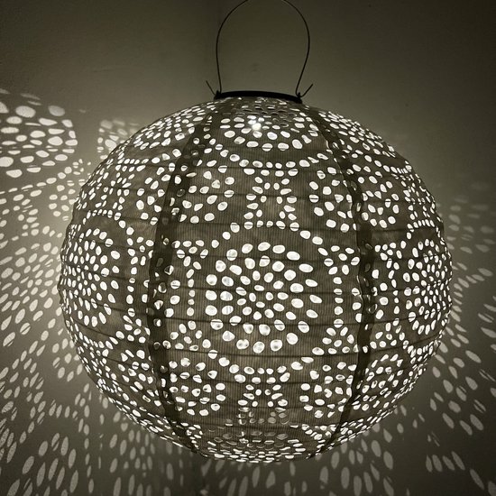 5 x Solar lampion met motief – rond - 35 b x 35 h – wit ...