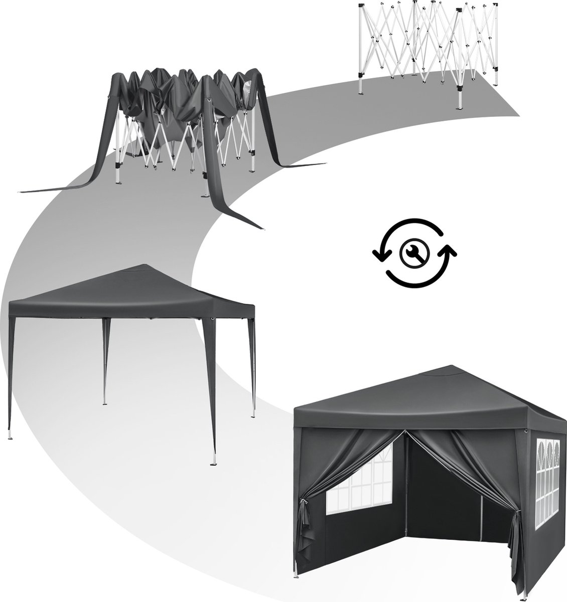 Opvouwbare Tuintent - Partytent - ingebouwde en Uv-bestendige Luifel ...