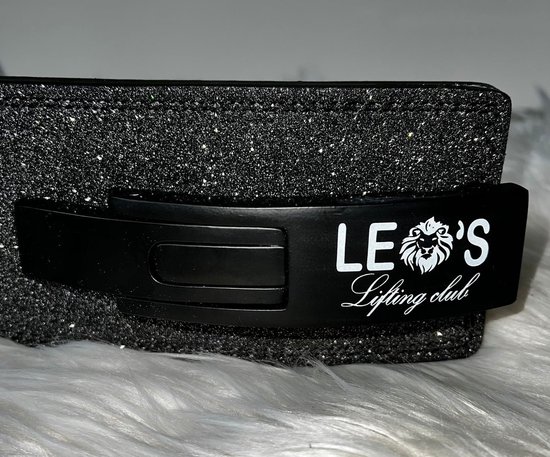 Leo's Lifting Club - Black Sparkle Leverbelt - Glitter Zwarte belt met ...