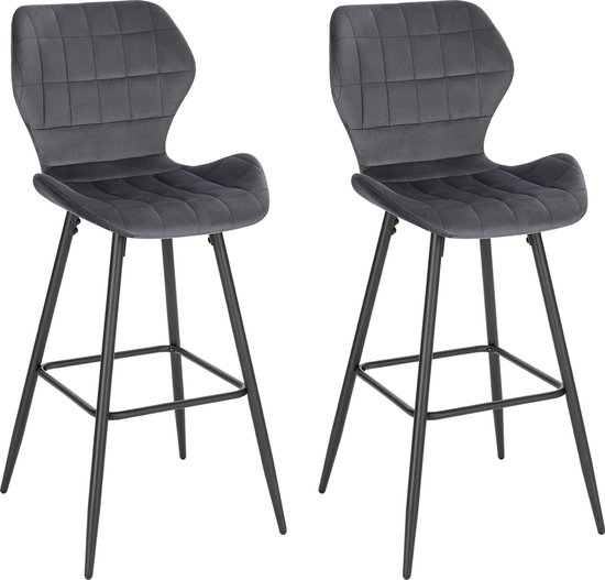 Kamyra® Velvet Barkrukken Set van 2 - met Rugleuning & Ergonomisch ...