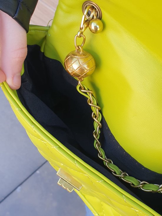 PU leren tas gestikt lime groen - Schoudertas - Handtas - Tas ...