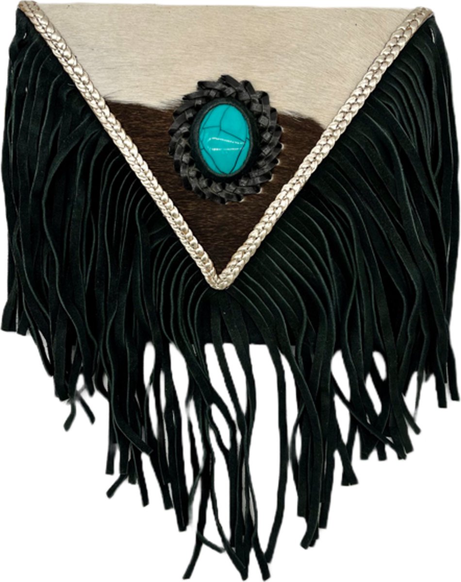 Suede dames tas met koeienhuid - boho tas - koeienhuid tas - ibiza tas ...