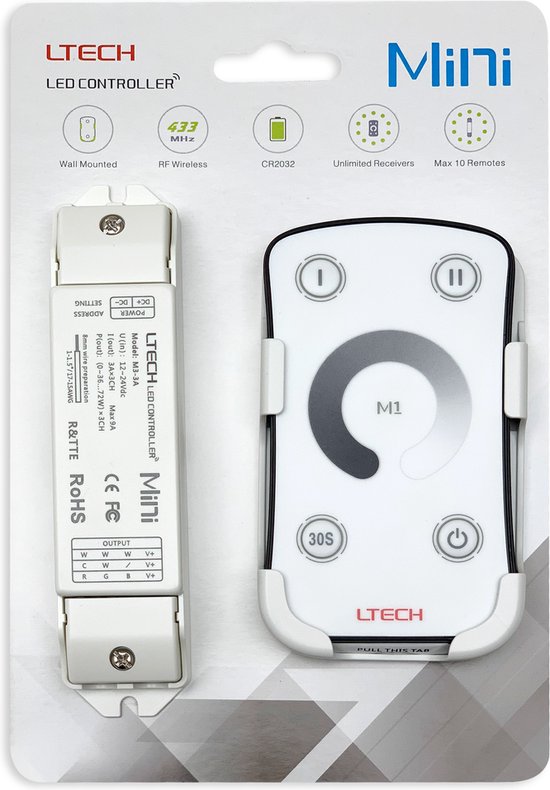 LTECH LED controller met afstandsbediening - 12~24V - 3x3A | bol