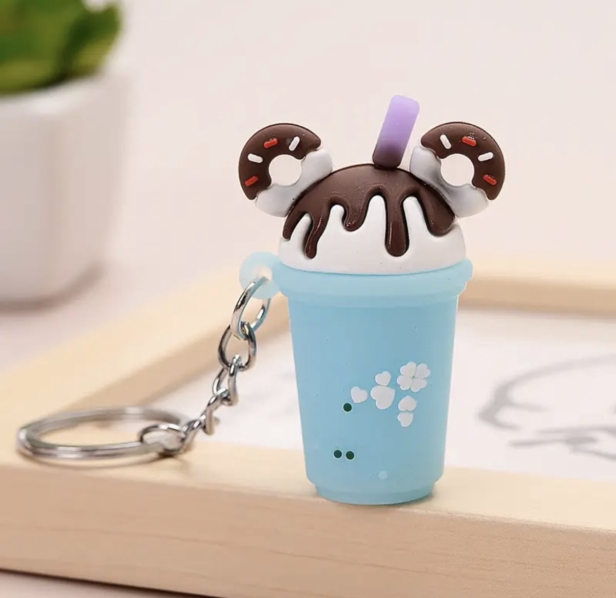 Sleutelhanger - Beker - Ijs - Donut - Blauw | bol.com