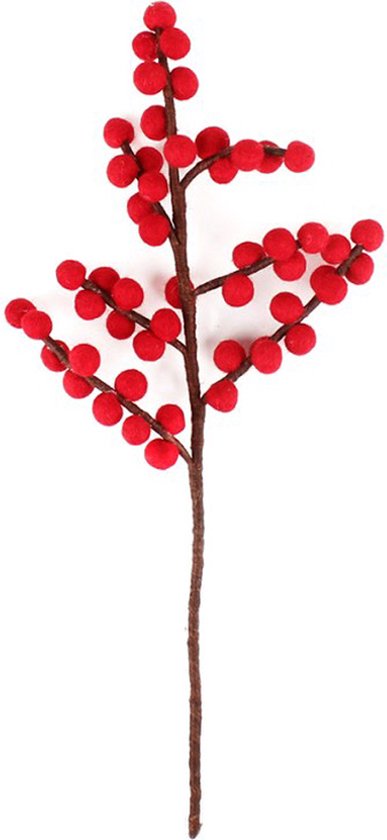 Vilten Tak Decoratie Bruin met Rode Besjes - 42cm | bol