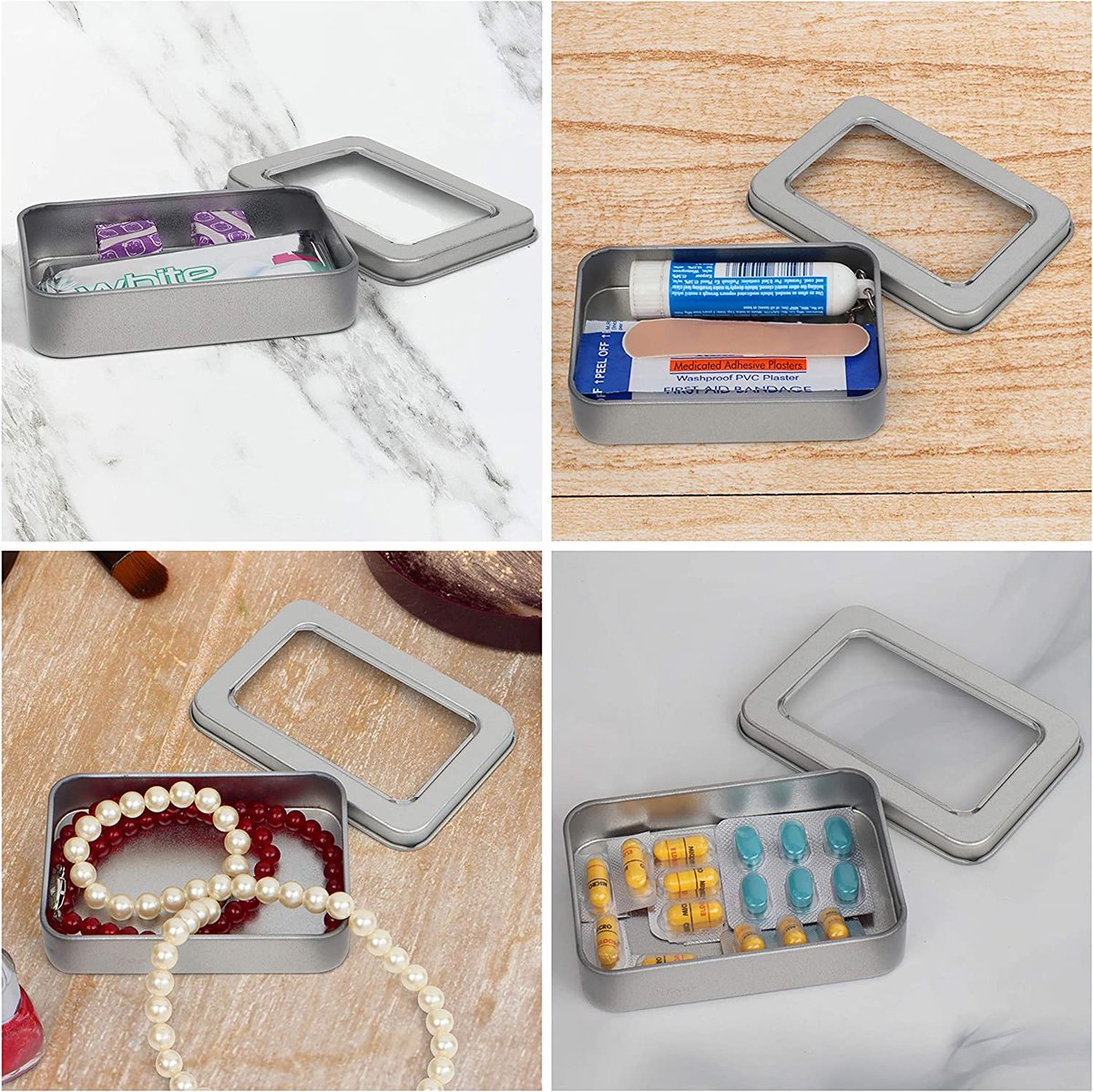 Kurtzy Zilveren Metalen Opbergdoos met Deksel (20 Stuks) - 9 x 6,3 x 1 ...