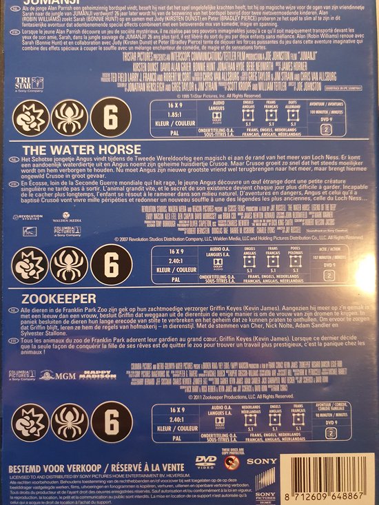 3 Movie pack DVD Jumanji-Zookeeper-The Water Horse (Dvd), Robin Williams | Dvd's | bol.com
