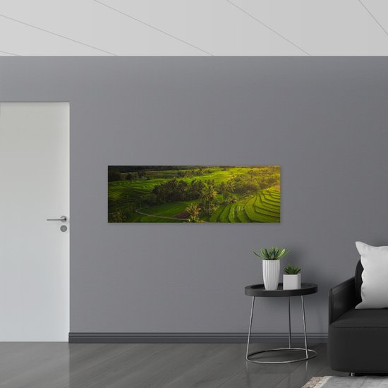 Hout - Uitzicht over Indiaanse Rijstvelden aan de Rand van Bergen ...