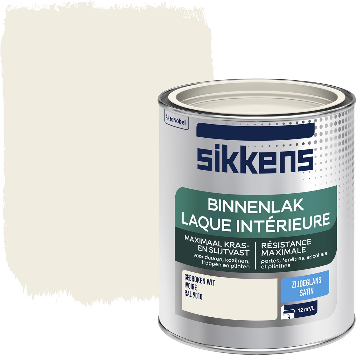 Sikkens Binnenlak - Zijdeglans - Gebroken Wit - Ral 9010 - 750 ml | bol