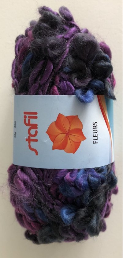 Fleurs Wool 50gr / 35mtr, Purple/medium blue/dark grey | bol