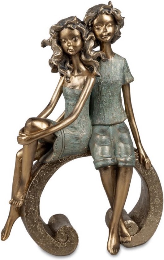 Beeld - Liefde - 33x22x10cm - Polyresin - Kinderen - Goud - Bronz ...