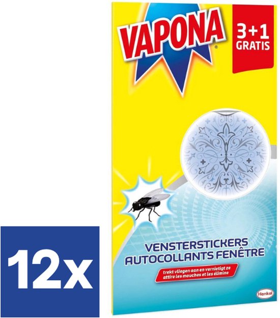 Vapona Blauwe Raamsticker (Voordeelverpakking) - 12 x 4 (3 + 1) | bol.com