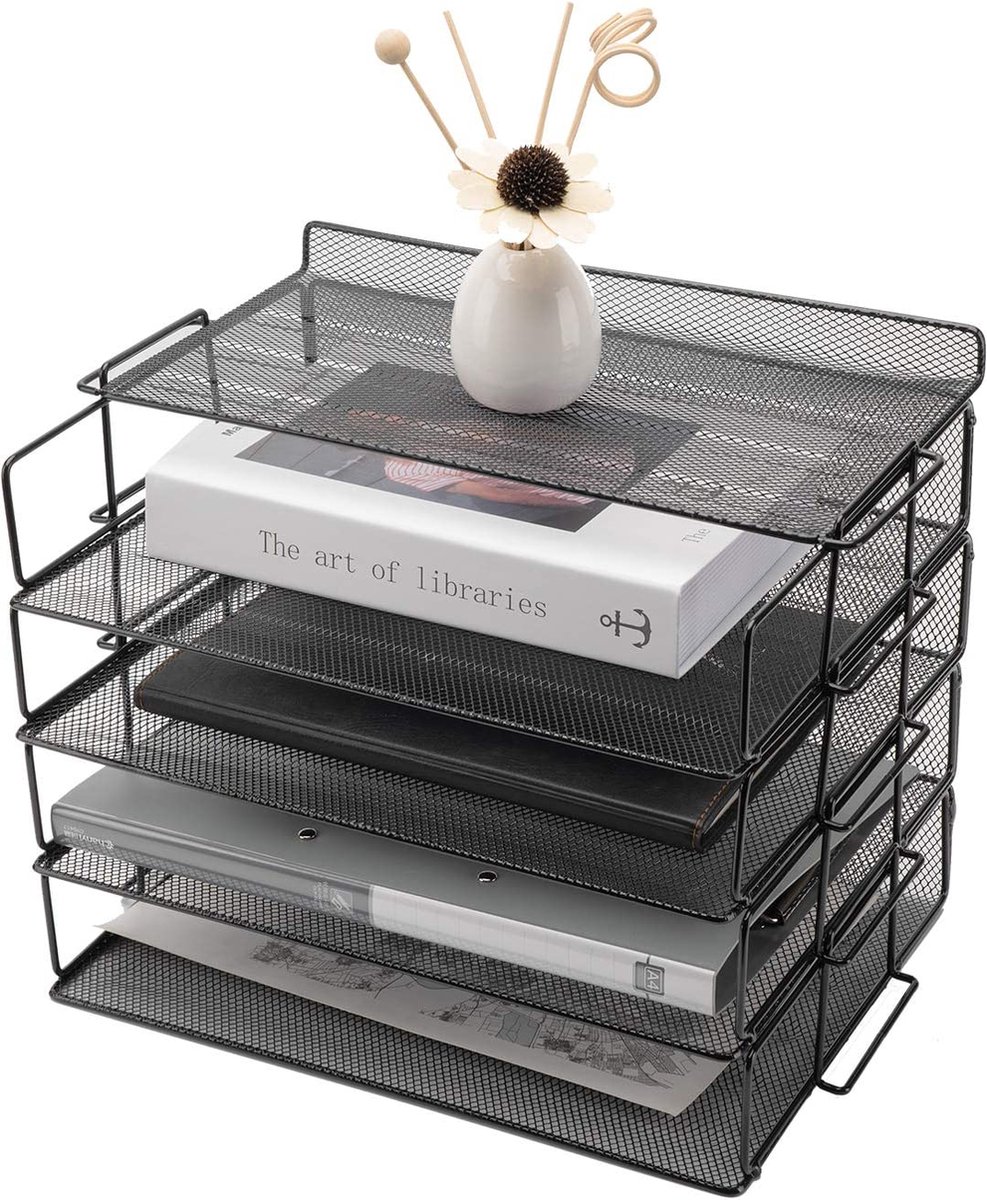 Stapelbare brievenbak, 4 Tier stapelbare papieren organizer lade, met ...