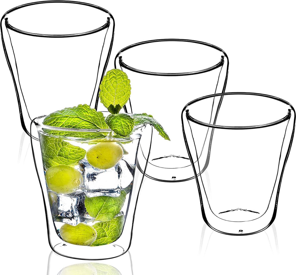 Verres à double paroi, lot de 250 ml, verres thermos en verre ...