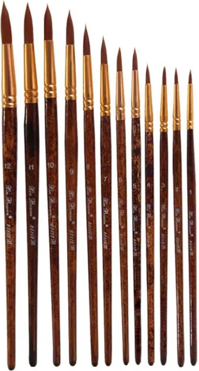 Penselen - Set van 12 stuks - Hout - Puntig | bol.com