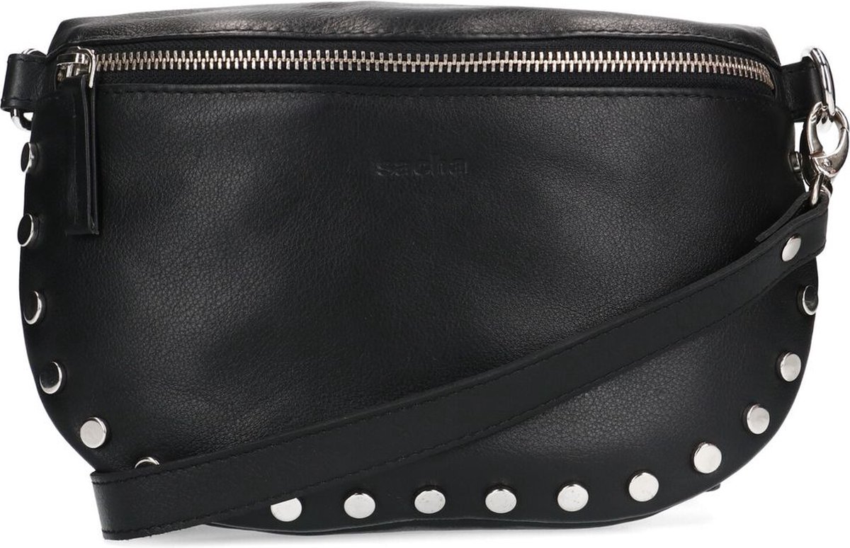 Sacha - Zwarte crossbody bag met studs | bol.com