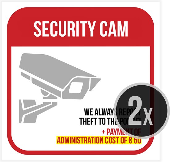 Pictogram/ bord | "Security cam - We always report theft to the police! +... | bol.com