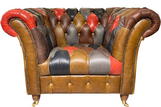 Chesterfield club fauteuil Patchwork Multicolor 100% rundleer | bol.com