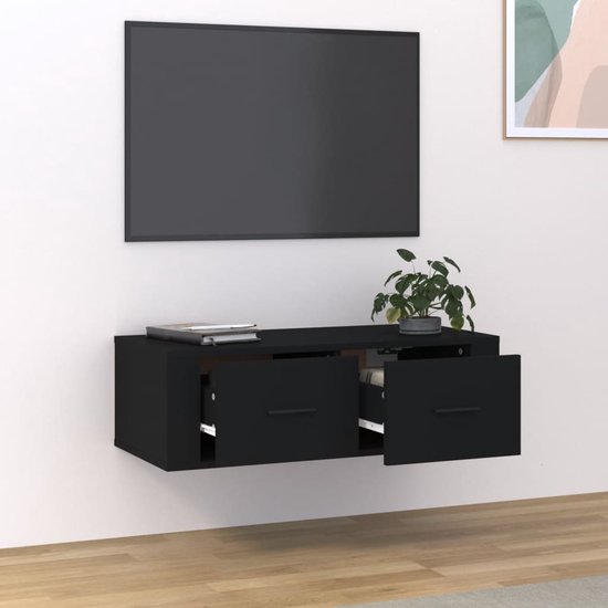 vidaXL Tv-hangmeubel 80x36x25 cm bewerkt hout zwart | bol.com