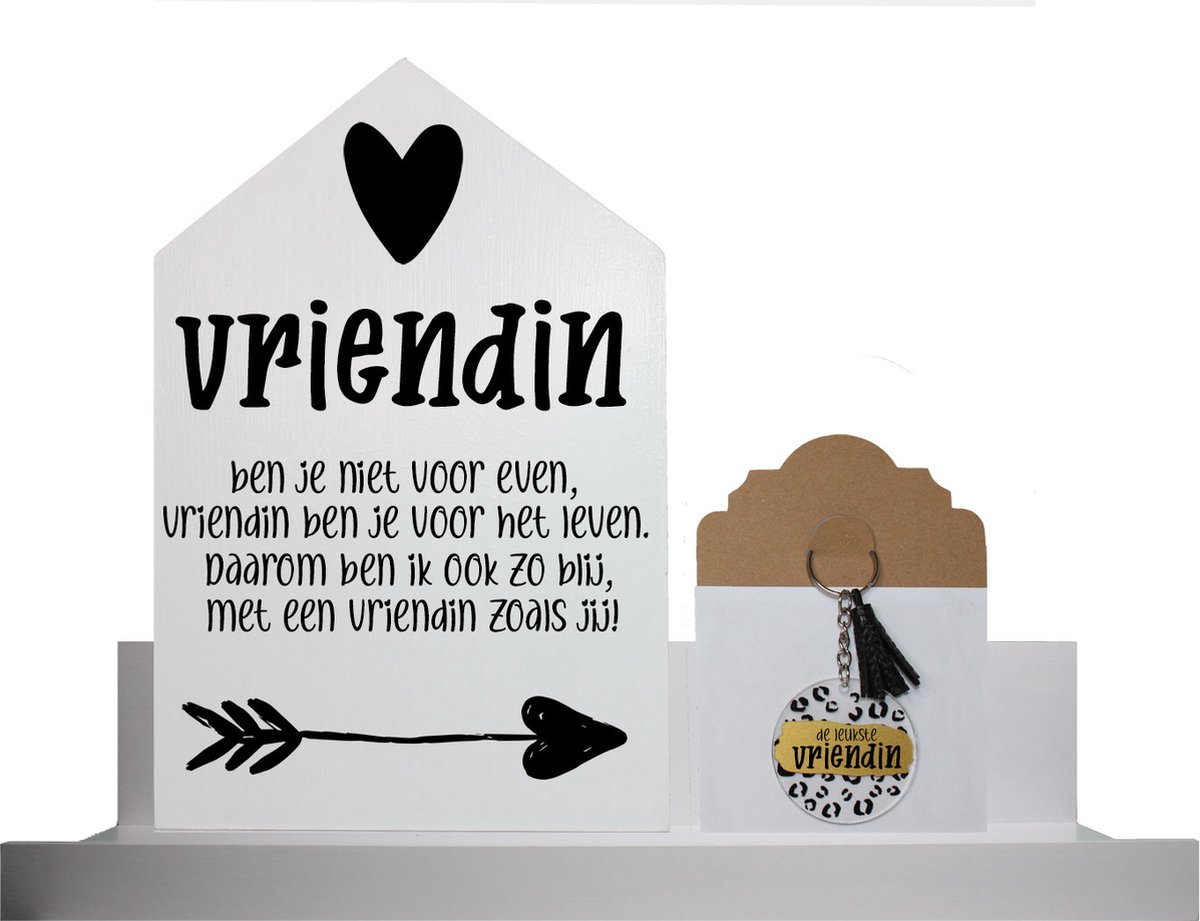 Tekstbord vriendin met sleutelhanger - Vriendin cadeau - kado vriendin ...