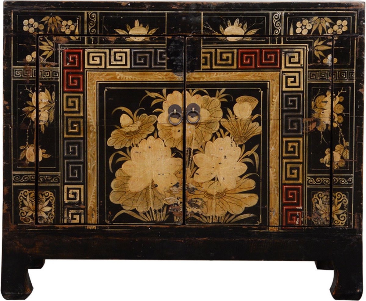 Fine Asianliving Antiek Chinese Kast Handpainted Lotus W91xD38xH71cm ...