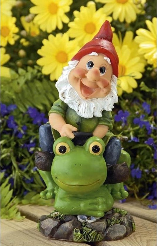 Tuinkabouter rode muts op kikker 21 cm | bol.com