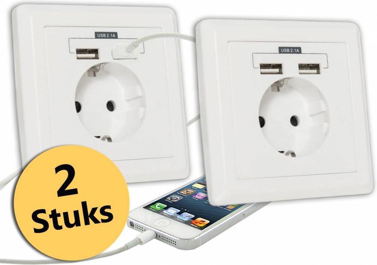 DisQounts Stopcontact met USB aansluiting – 2 stuks | bol.com